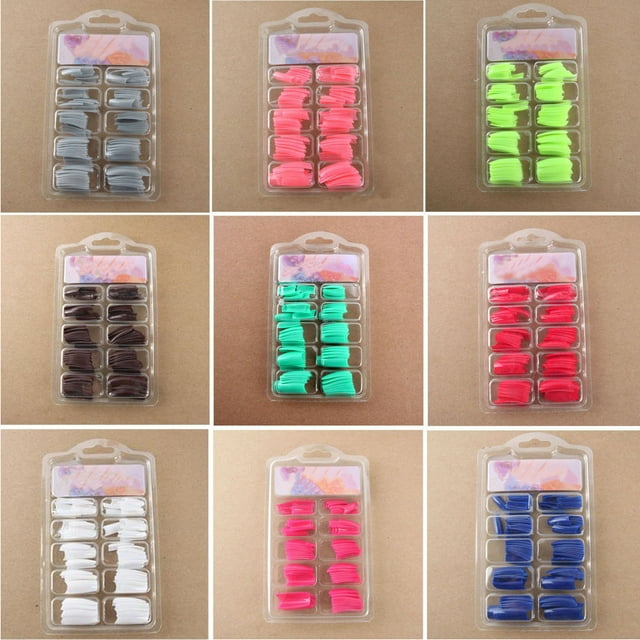 D-GROEE 100Pcs DIY Colored Nail Tips False French Acrylic Gel Nail Art ...