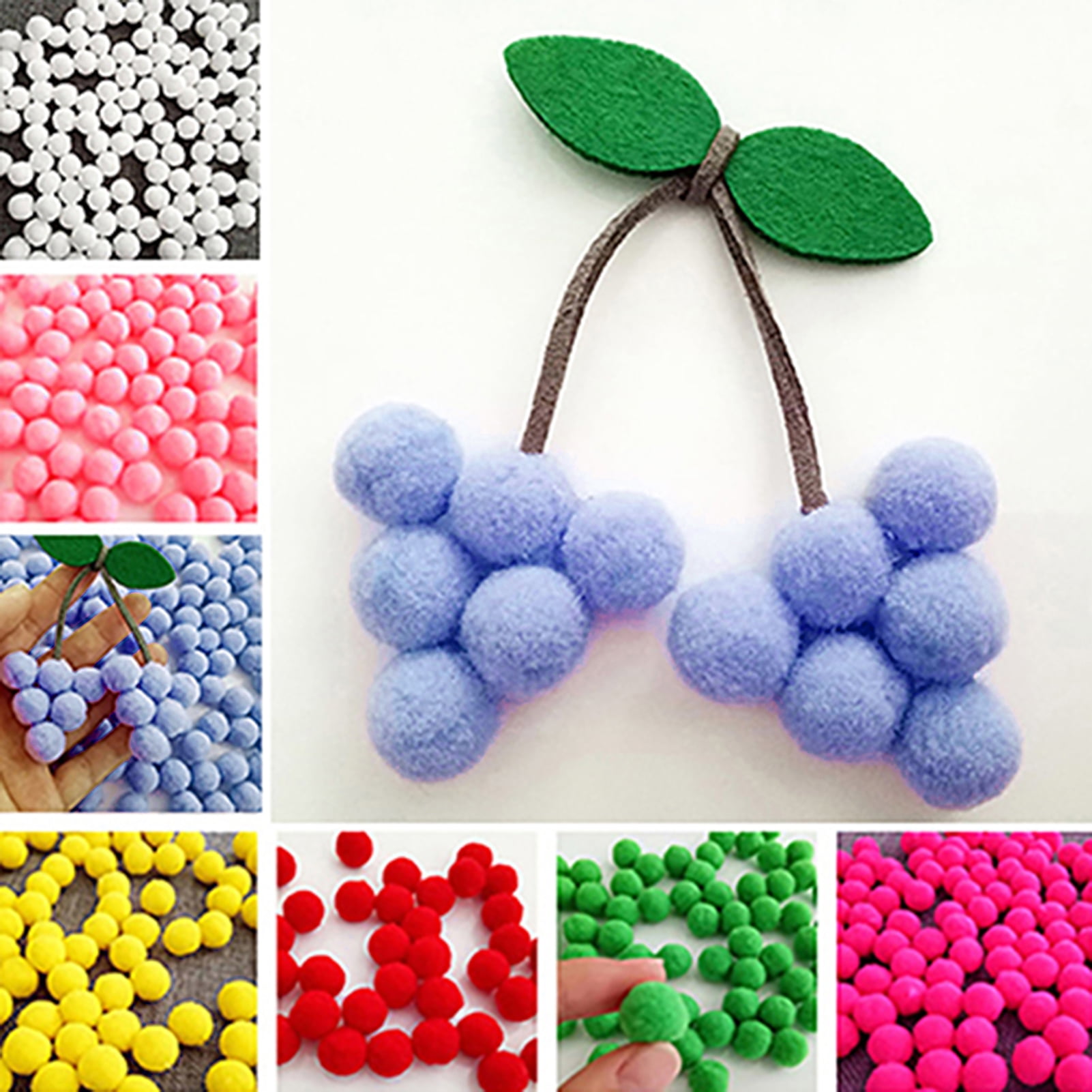 D-GROEE 100Pcs Pom Poms 1.5 cm Assorted Pompoms and Crafts Plush Pom ...