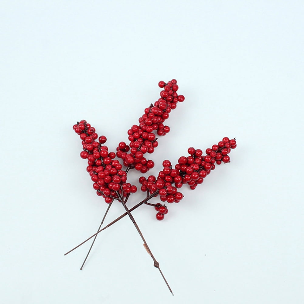 D-GROEE 10Pcs Artificial Red Berry Stems Holly Christmas Berries for ...