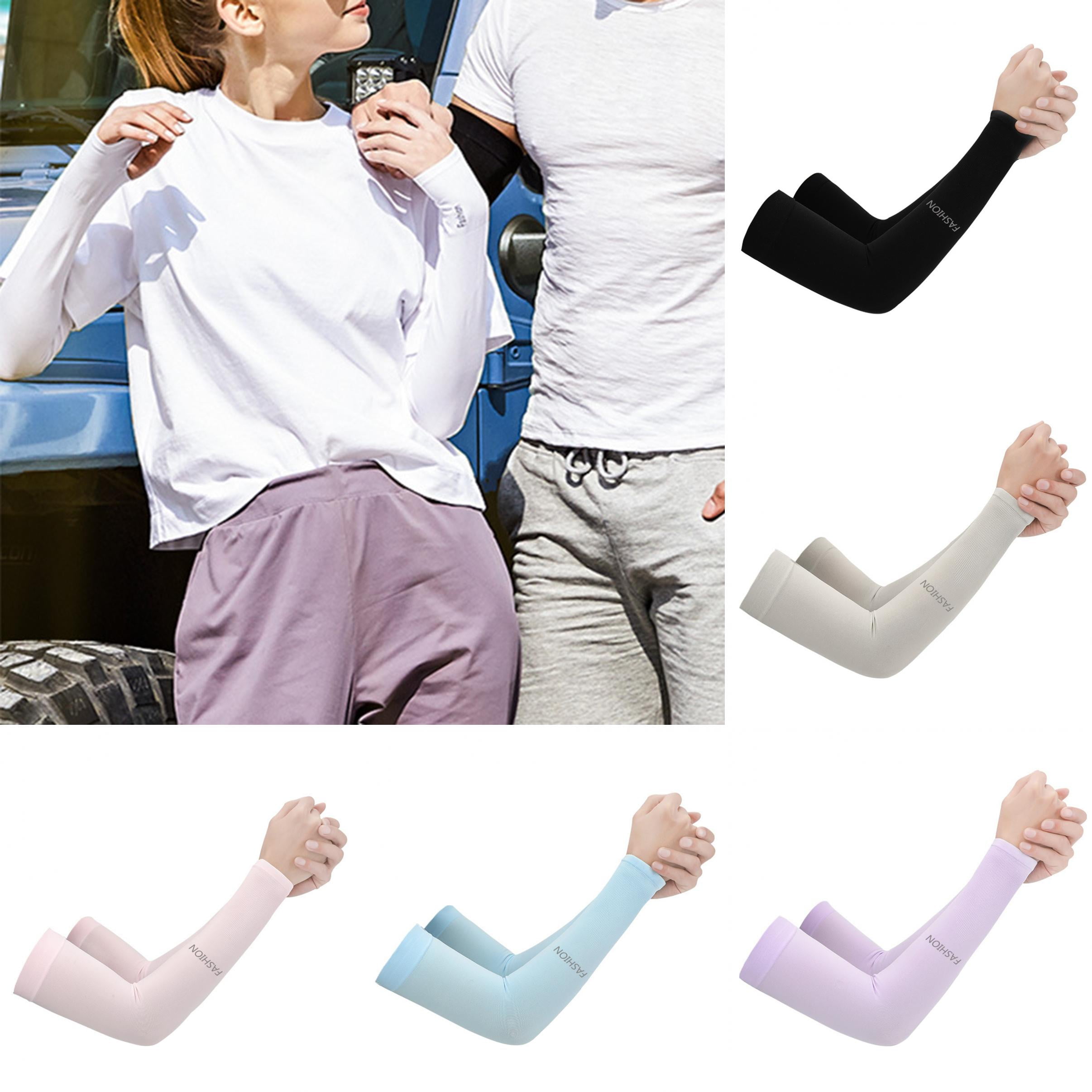 D GROEE 2 Pairs UV Sun Cooling Arm Sleeves for Cycling Running Golf ...