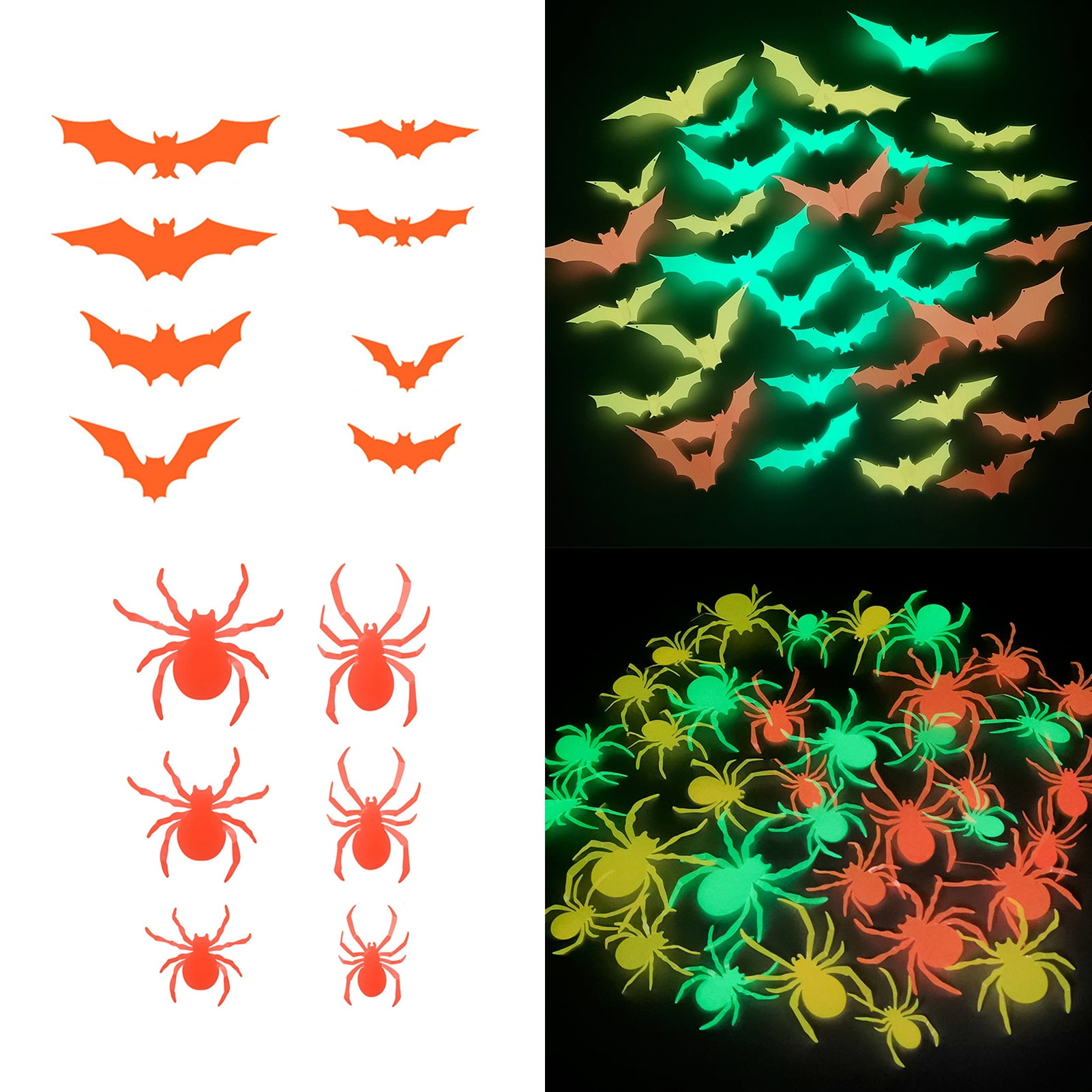 D-GROEE 2 Sets Halloween Decorations Luminous Bat Wall Decals Stickers ...