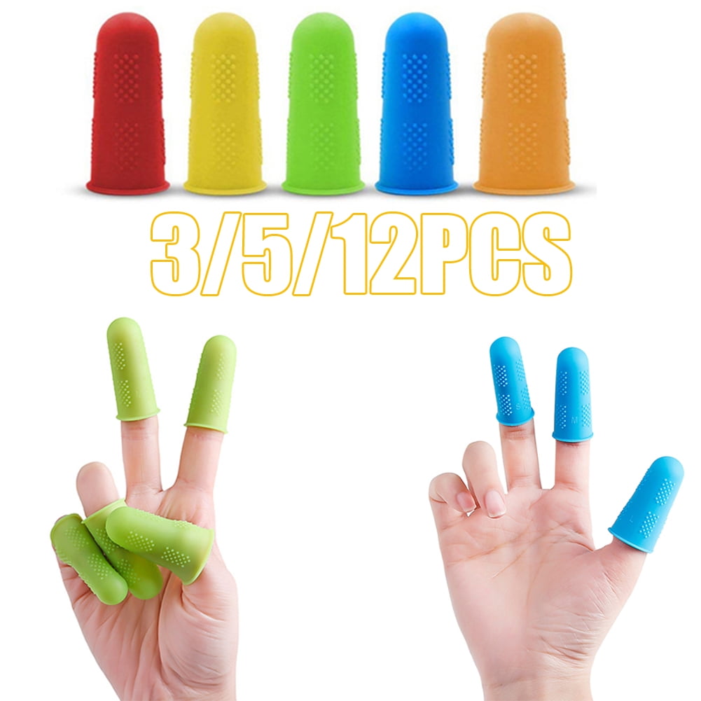 D-GROEE 3/5/12Pcs Silicone Finger Protectors Cap Covers, 4 Colors ...