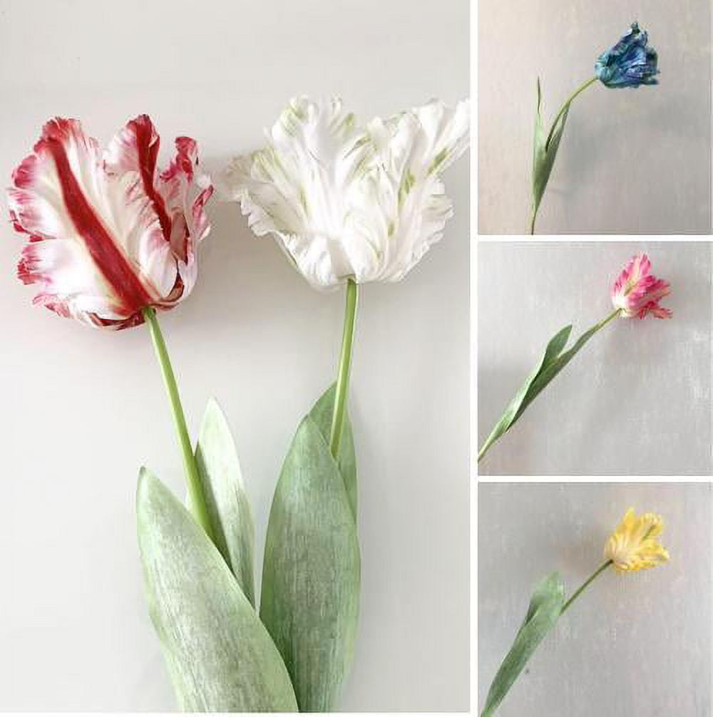 D-GROEE 3Pcs 3D Parrot Tulips Artificial Flowers Arrangement Bouquet ...