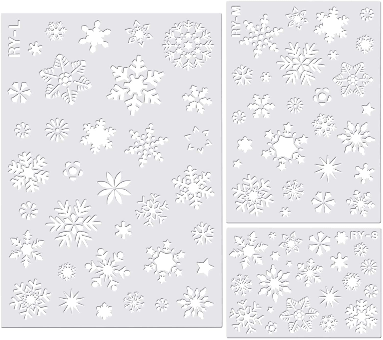 D-GROEE 3Pcs Christmas Snowflake Stencil Template, Reusable Plastic ...