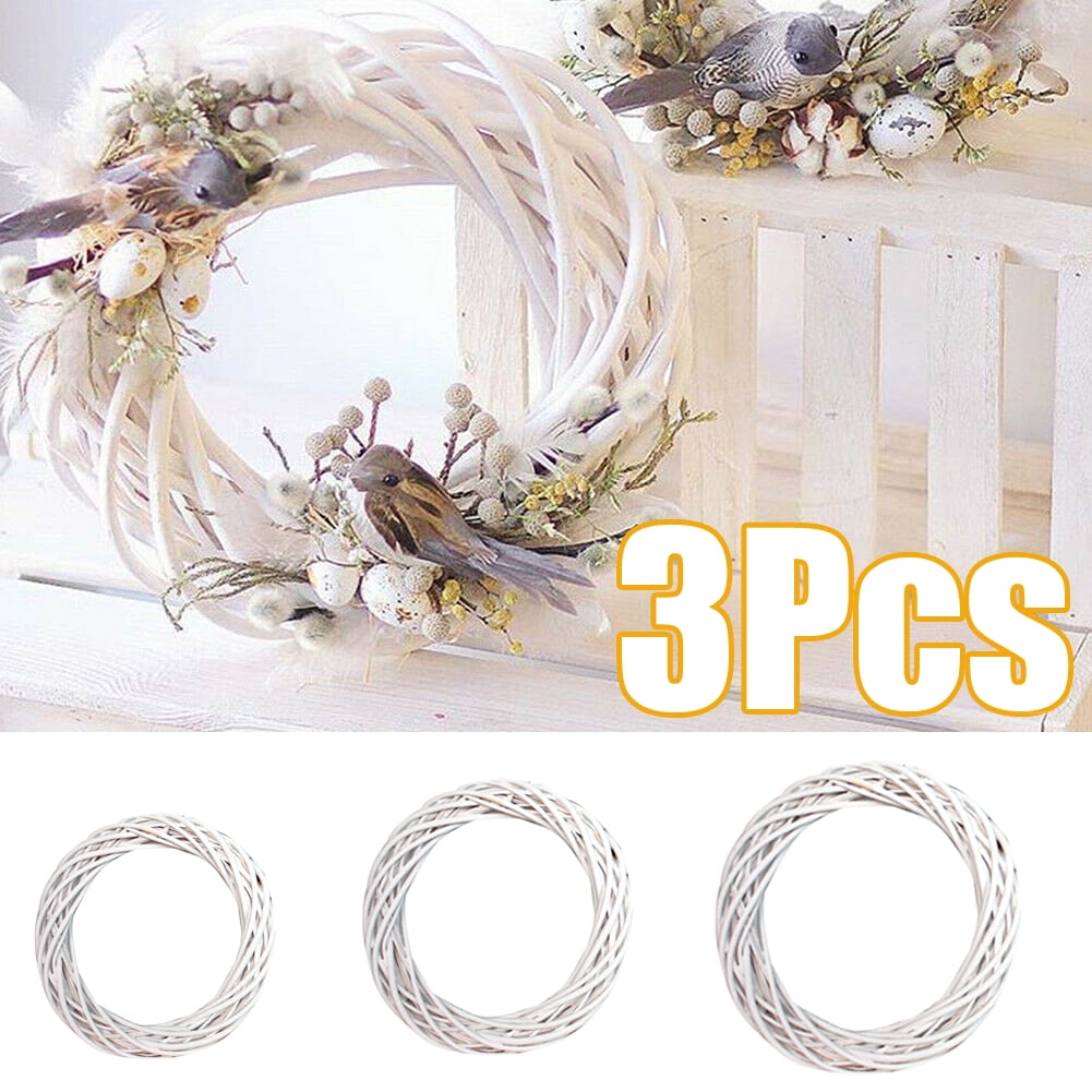 D-GROEE 3Pcs Christmas Wicker Wreath, Natural Vine Wreath for Flower ...