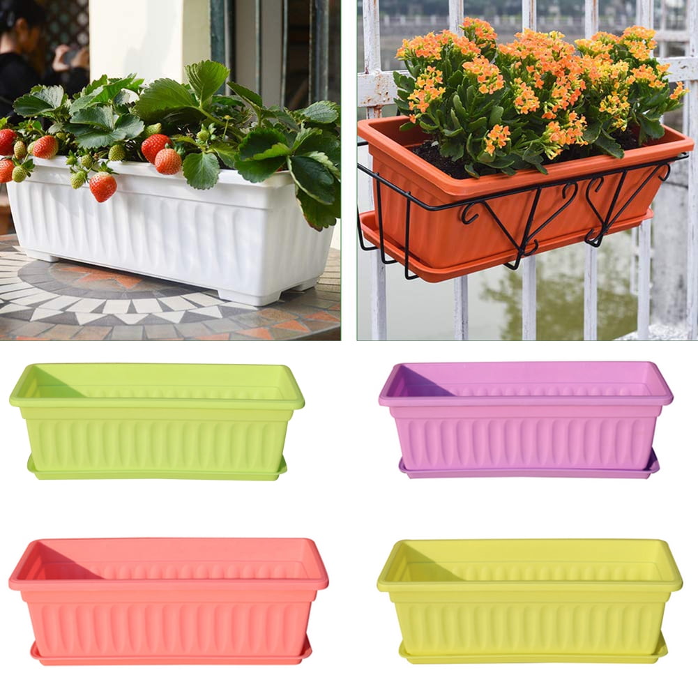 D-GROEE 3Pcs Resin Rectangular Window Trough Box Long Planter Vegetable ...