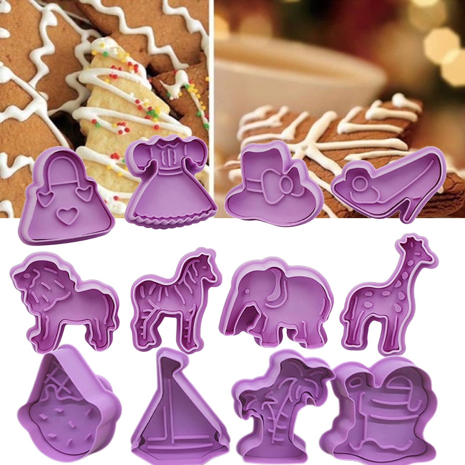 D-GROEE 4Pcs/Set Cookie Cutters Set 3D Cartoons Pattern Biscuit Cutter ...