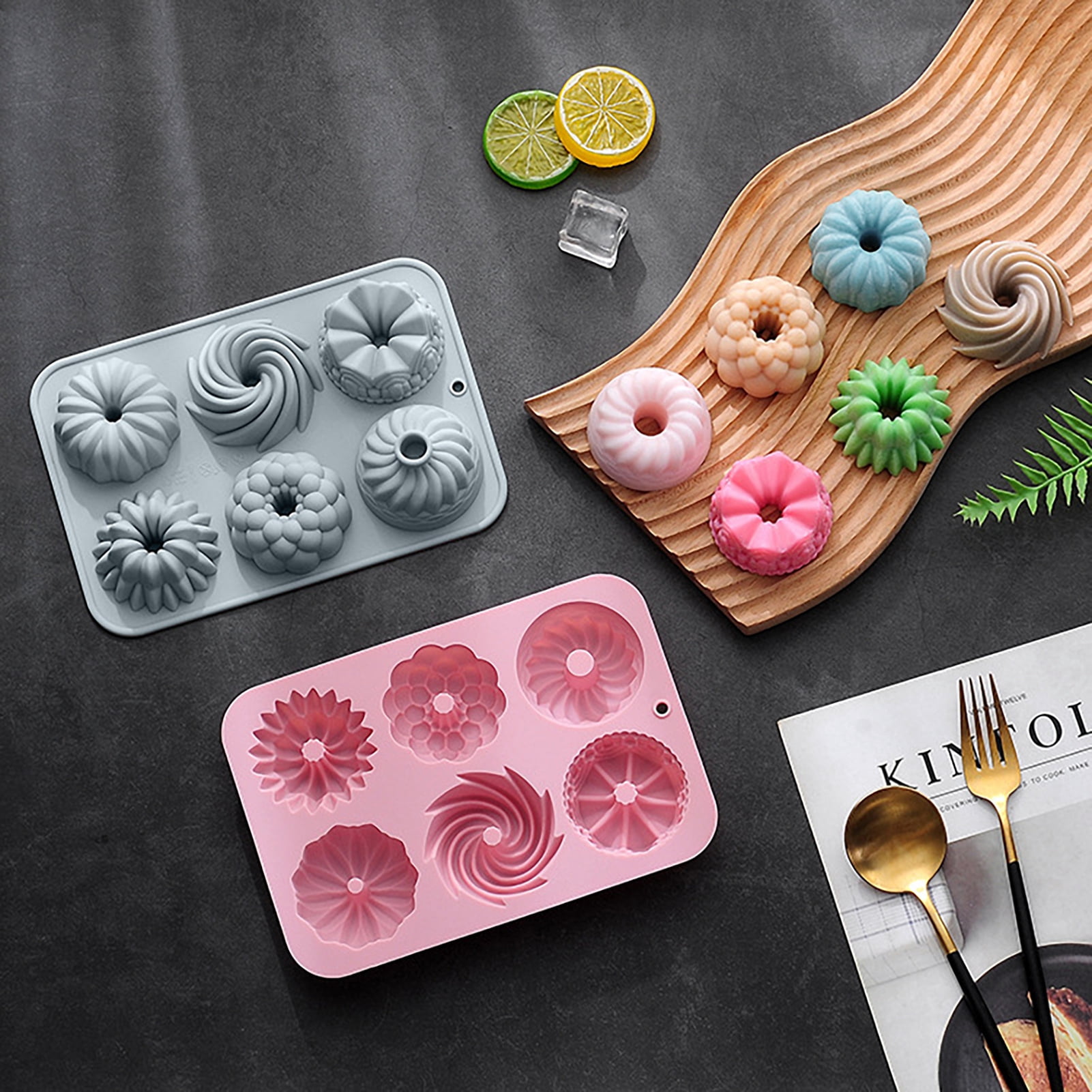 D-GROEE 6 Holes Baking Mold Non-stick Reusable Food Grade Fondant Cake ...