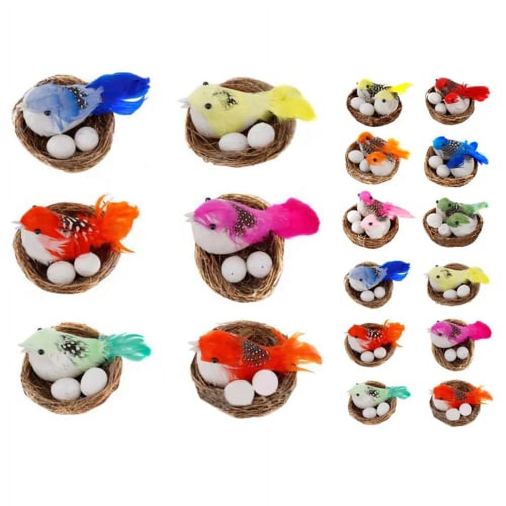 D-GROEE 6 Set Artificial Bird Nest, Creative Craft Birds Statue Country ...