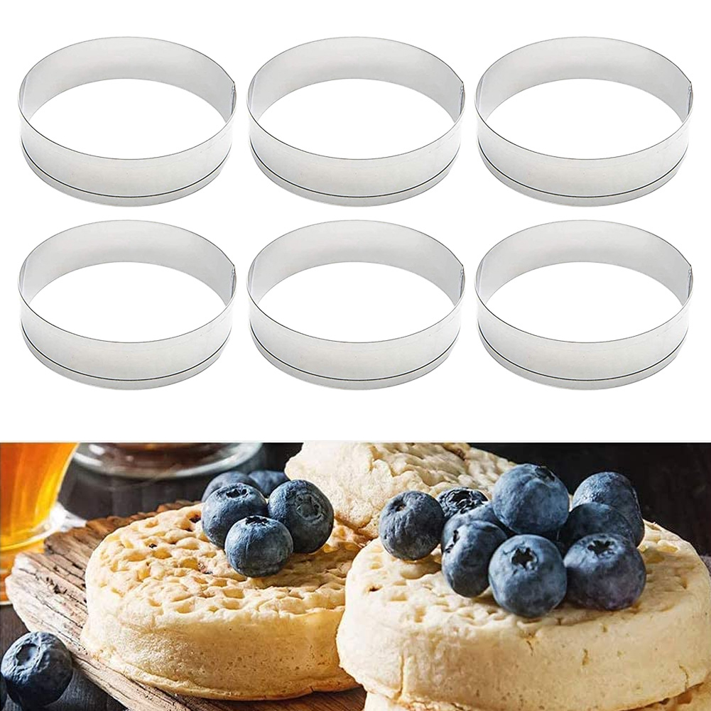 D-GROEE 6Pcs Stainless Steel Muffin Crumpet Rings Molds, Bread Ring ...