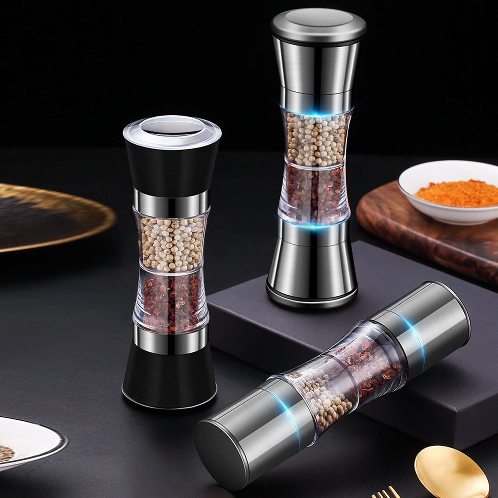 D-GROEE Adjustable Grind Pepper Salt Grinder Adjustable Grind Stainless ...