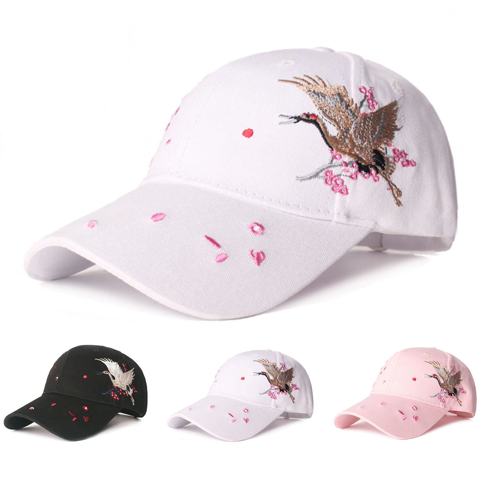 D-GROEE Baseball Cap for Women Chinese Style Bird Flower Embroidery ...