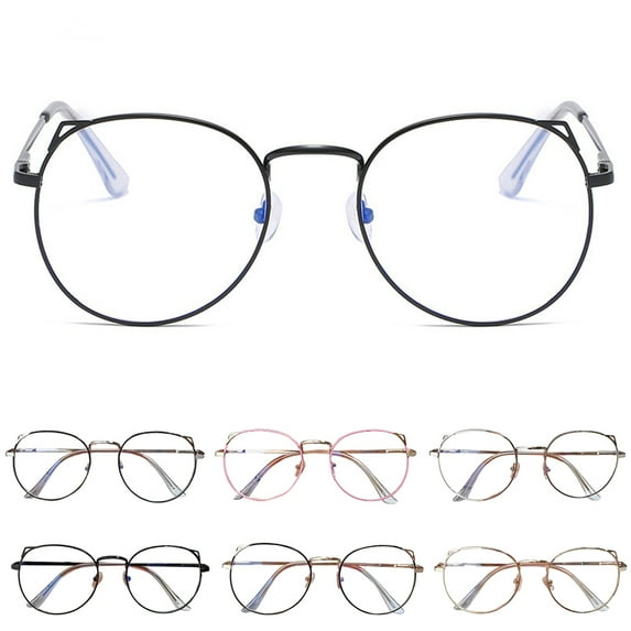 D-GROEE Blue Light Glasses Men Women, Cat Ears Round Metal Frame Clear ...