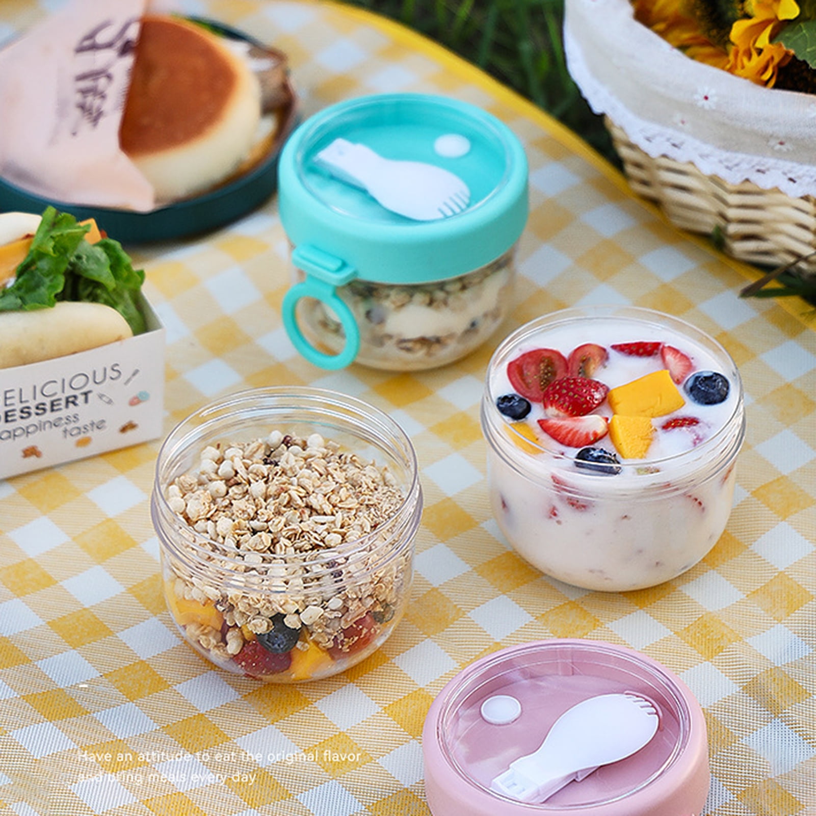 D-GROEE Breakfast On the Go Cups, Take and Go Yogurt Cup with Topping ...