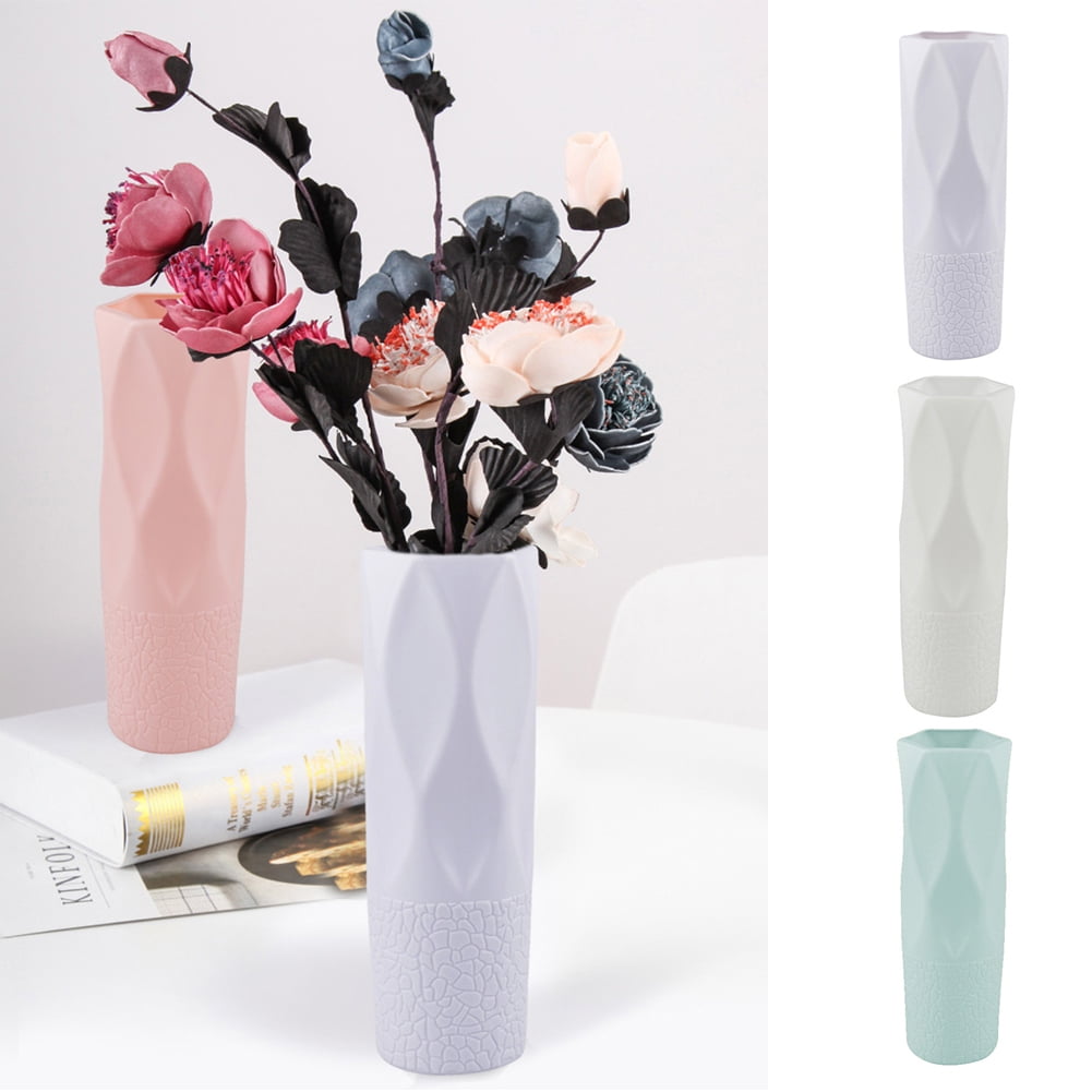 D-GROEE Ceramic Look Plastic Flower Vase for Indoor, Unbreakable Vase ...