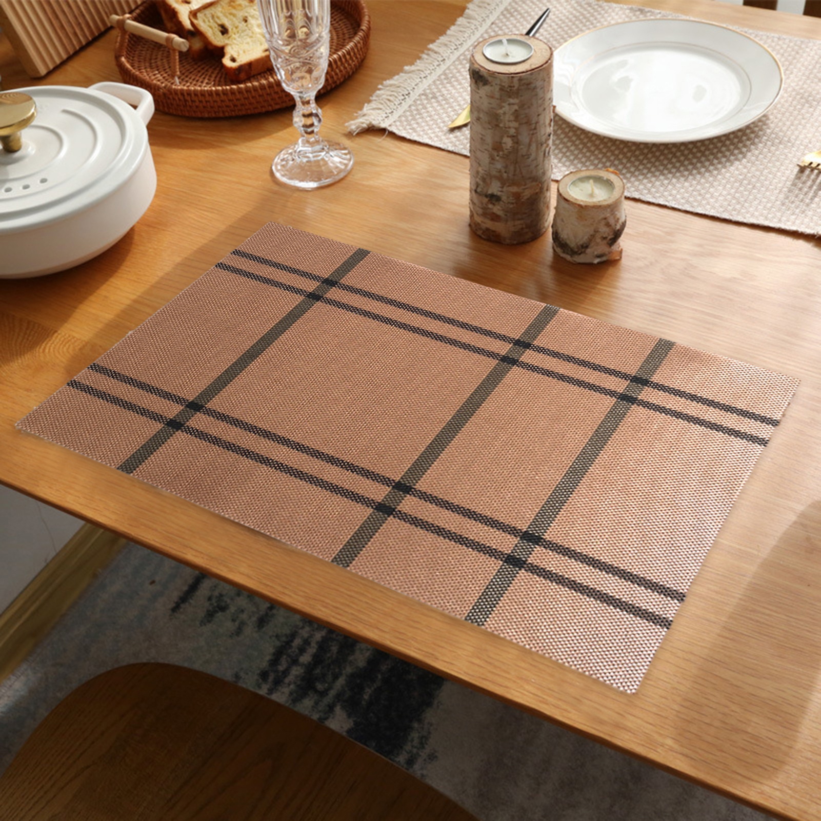 D-GROEE Checkered Plaid Placemat Kitchen Table Mats, Waterproof Heat ...