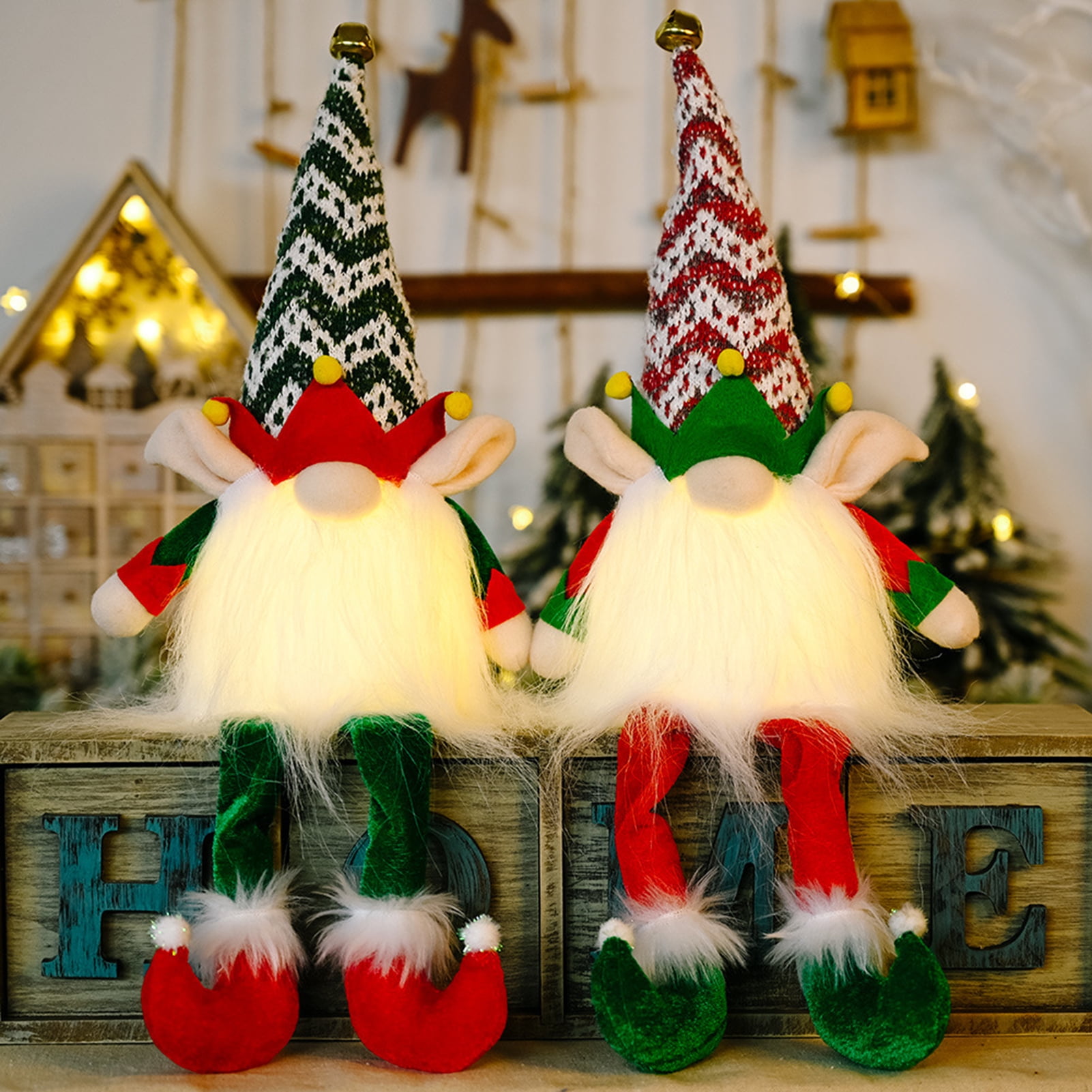 D-GROEE Christmas Gnome Decorations with LED Light - Handmade Swedish ...