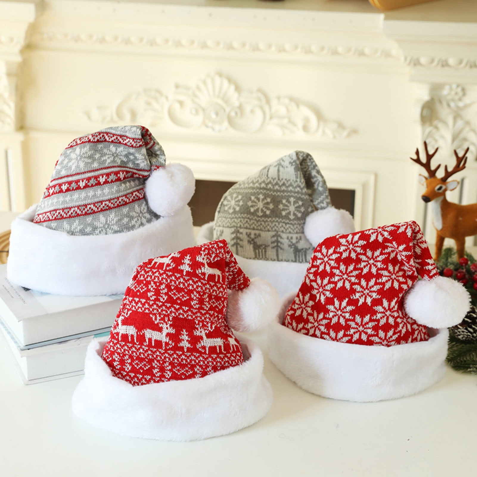 D-GROEE Christmas Knitted Beanies Knitted Hat Knitted Santa Hat Winter ...
