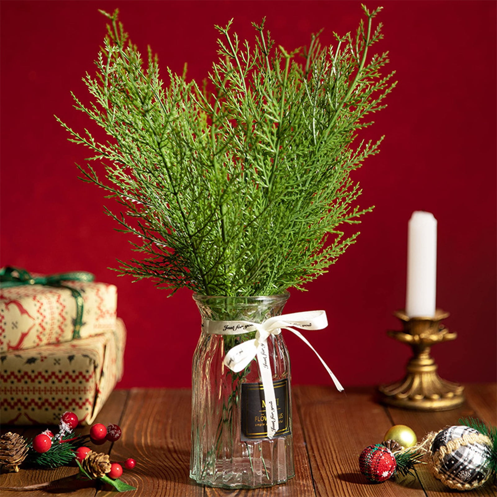 D-GROEE Christmas Pine Needles 13.78 inch Artificial Pine Branches ...