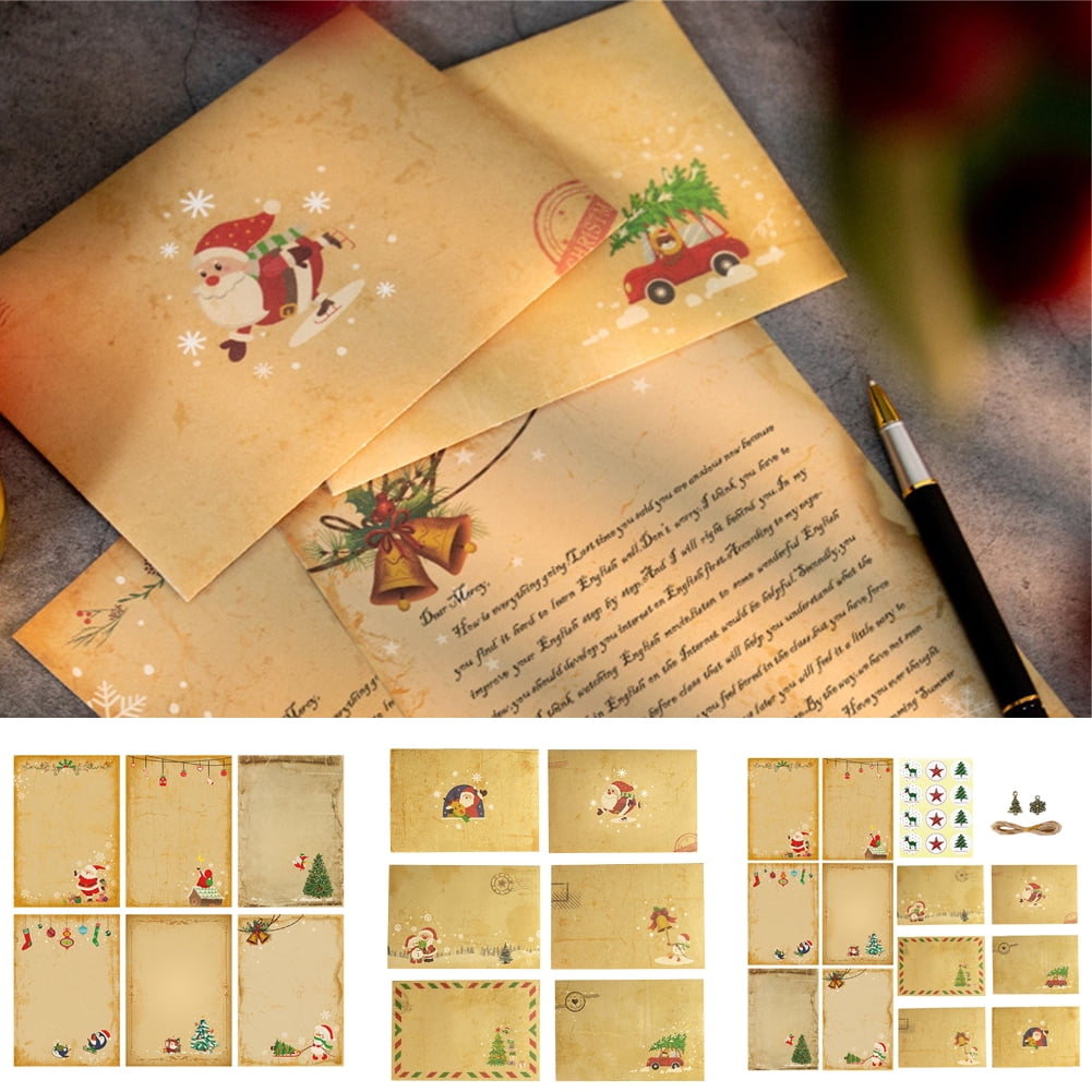 D-GROEE Christmas Stationery Paper and Envelopes Set Kraft Brief Pad ...