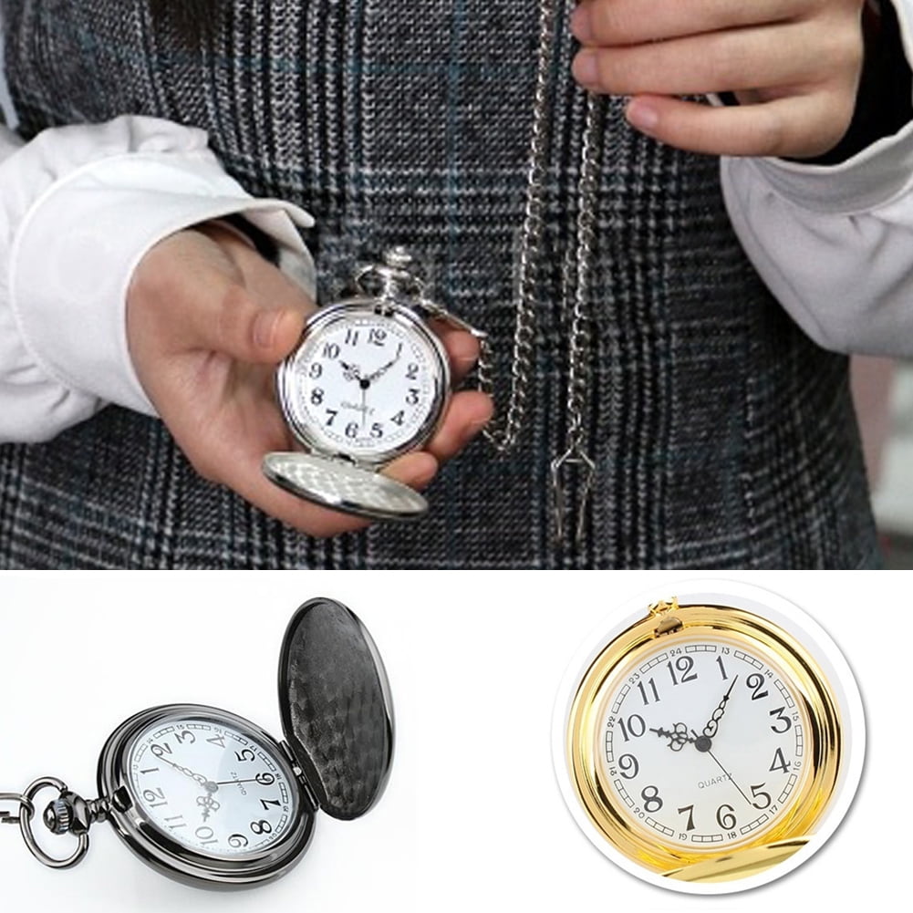 D-GROEE Classic Smooth Vintage Pocket Watch, Men Watch with Chain ...