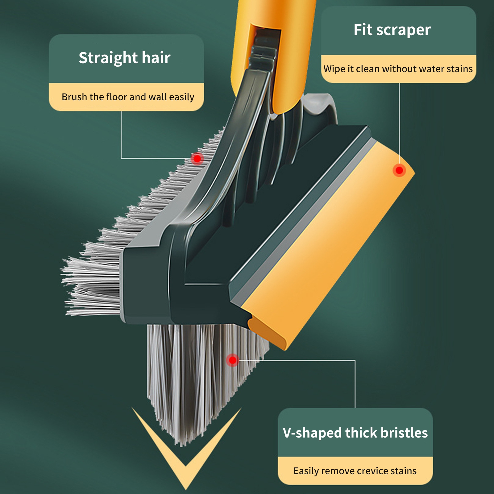 D-GROEE Cleaning Brush V-shaped Head Double Hair 180 Degree Rotating 3 ...