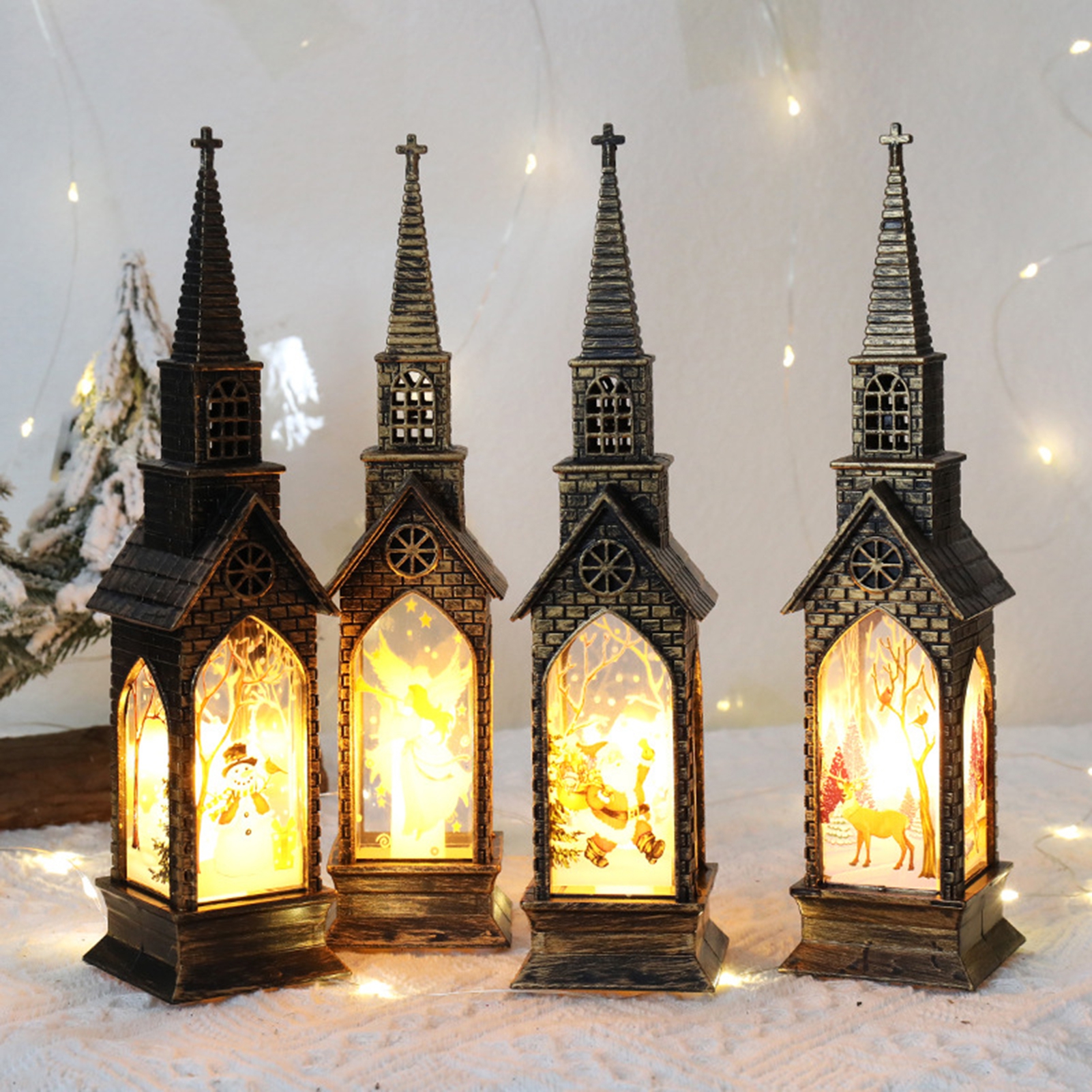 D-GROEE Desktop Christmas Lamp Christmas Glowing House Light Vintage ...