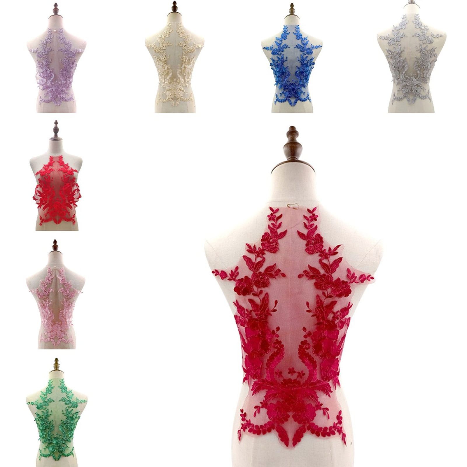 D-GROEE Embroidered Fabric Flower Polyester Yarn Sewing Applique Flower ...