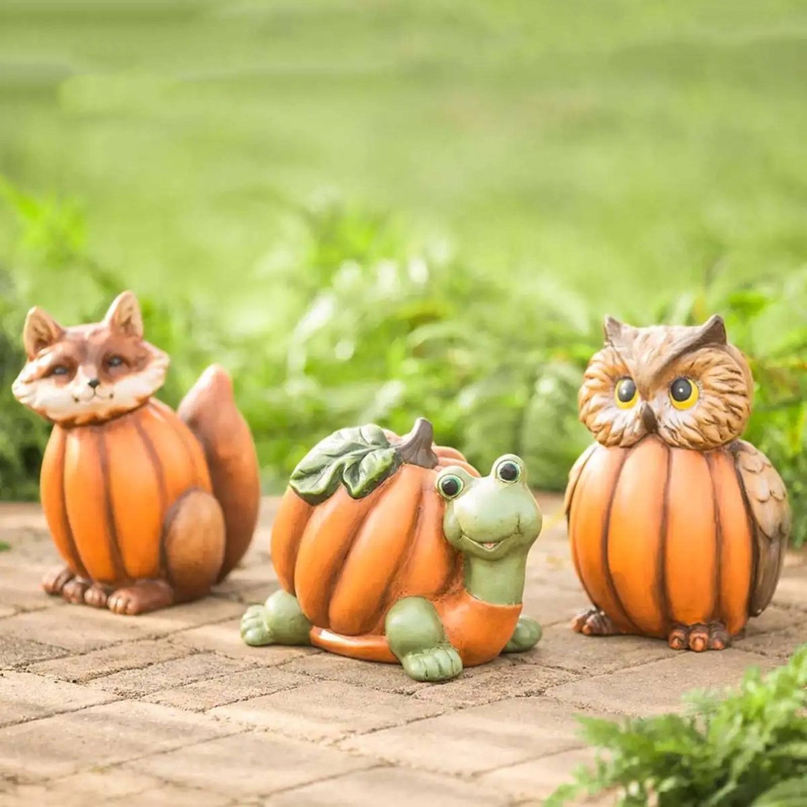 D-GROEE Fall Pumpkin Figurine Garden Autumn Resin Halloween Themed ...
