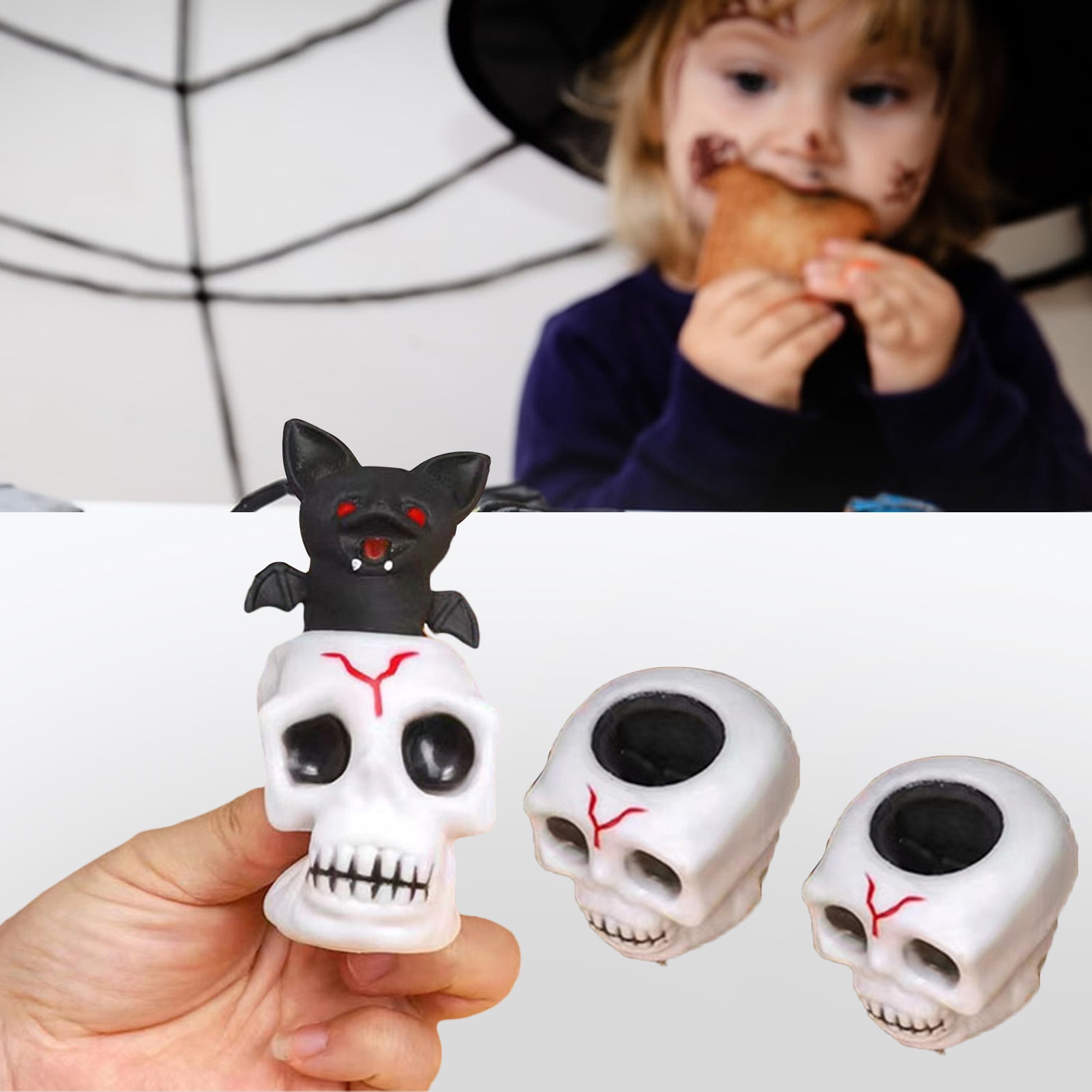 D-GROEE Halloween Squeeze Slow Rising Toys, Set of 3 – Skull Soft ...