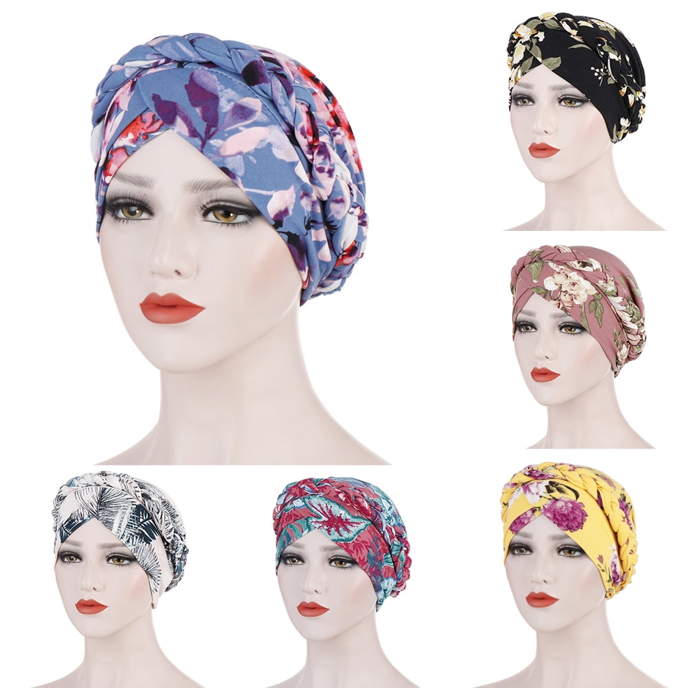 D-GROEE Head Wrap Women Turban Floral Print Braid Hair Cover Beanie ...