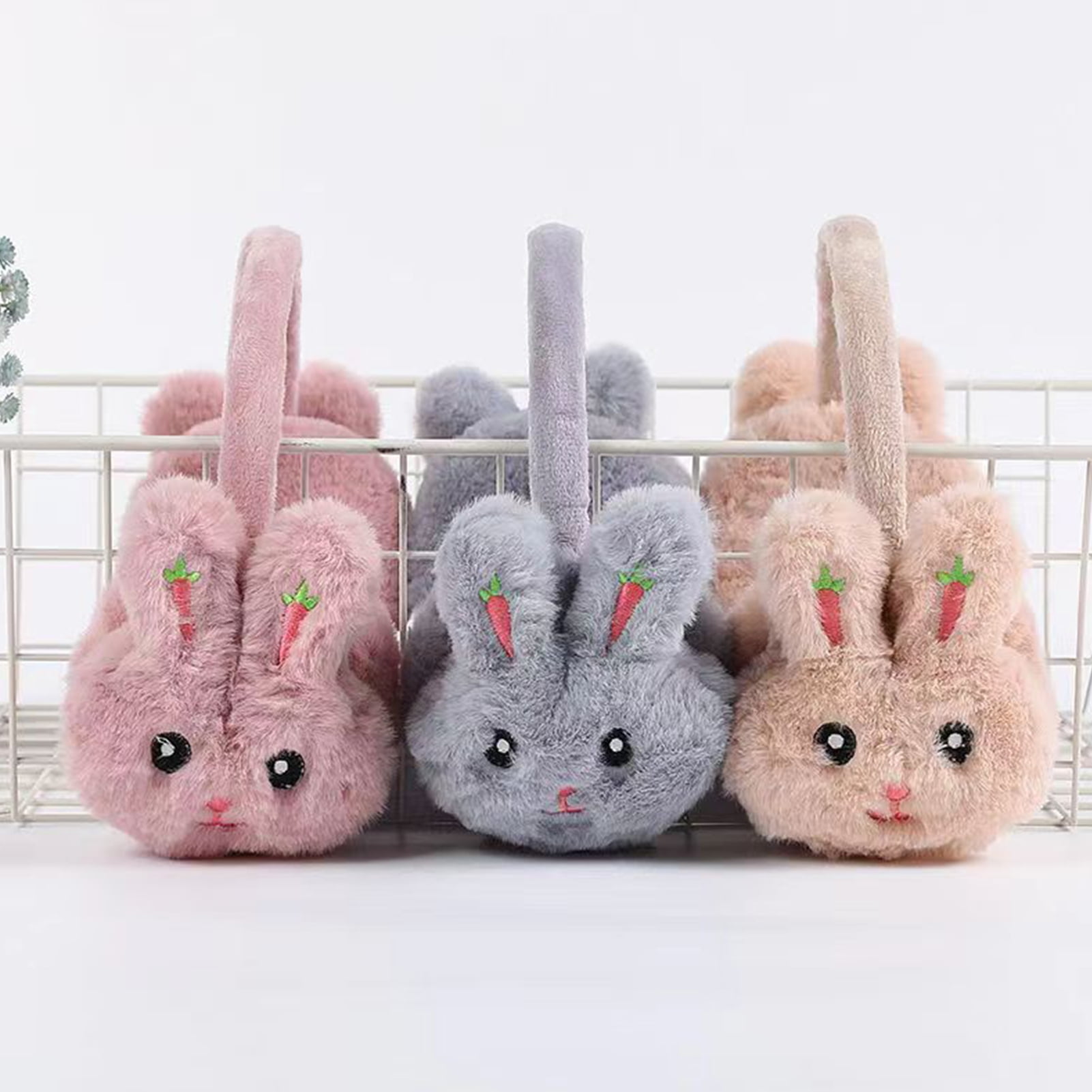 D-GROEE Kids Winter Earmuffs Plush Warm Cute Rabbit Ear Warmers Earflap ...