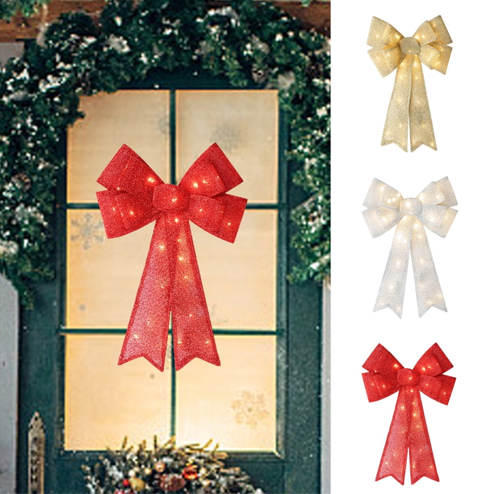 D-GROEE Large Christmas Bow for Wreath, LED Luminous Bows for Front ...