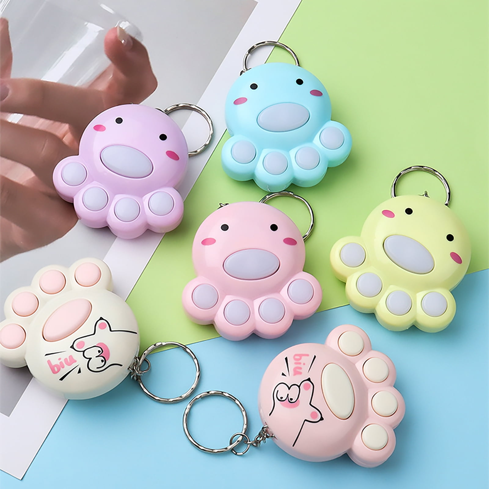 D-GROEE Mini Fidget Toy Keychain, Cat Paw Push Fidget Sensory Key Chain ...