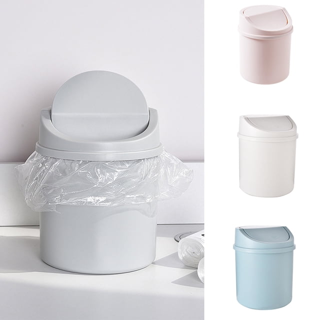 D-GROEE Tiny Waste Basket, Mini Trash Can with Lid for Desktop ...