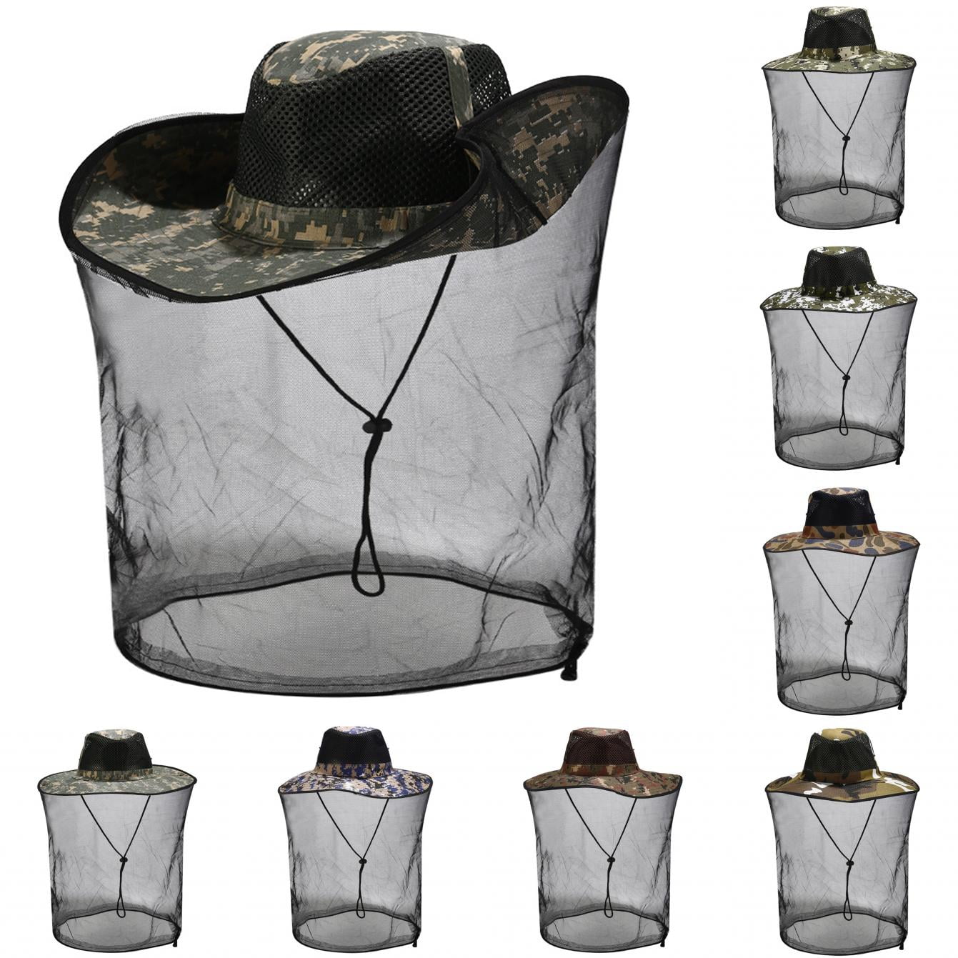 D GROEE Mosquito Head Mesh Mosquito Cap Net Hat Face Cover Foldable Fly ...