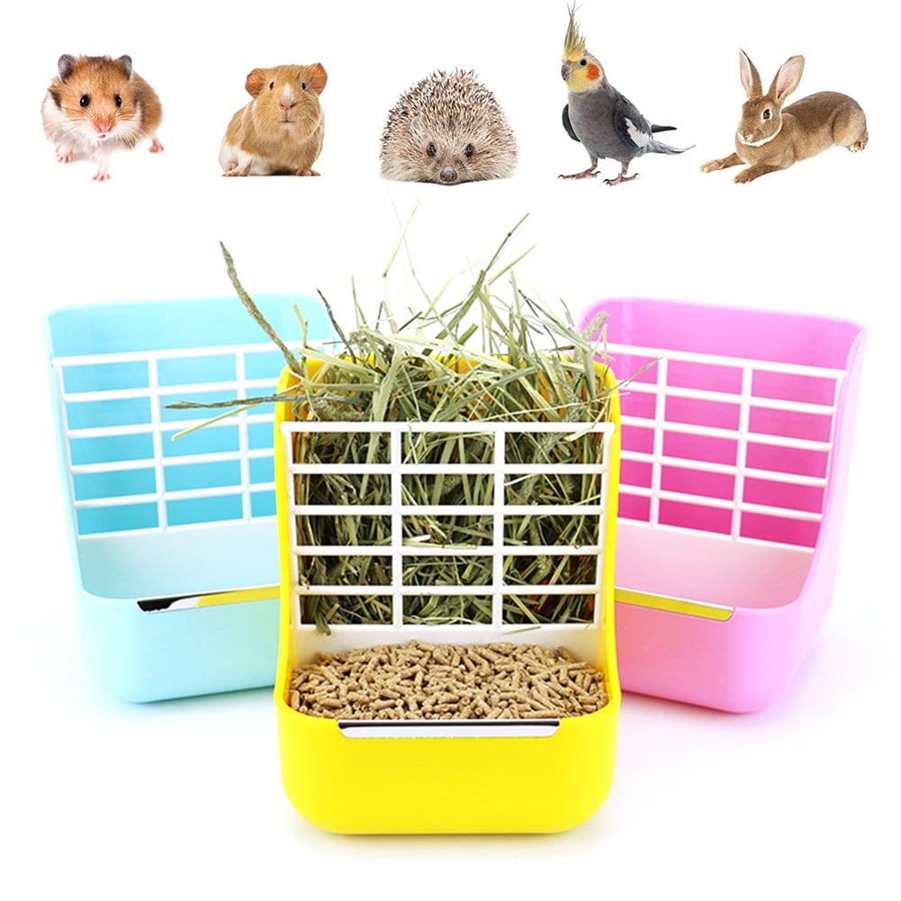 D GROEE Rabbit Feeder Rack Bunny Food Dispenser 2 in 1 Feeder Bowls ...