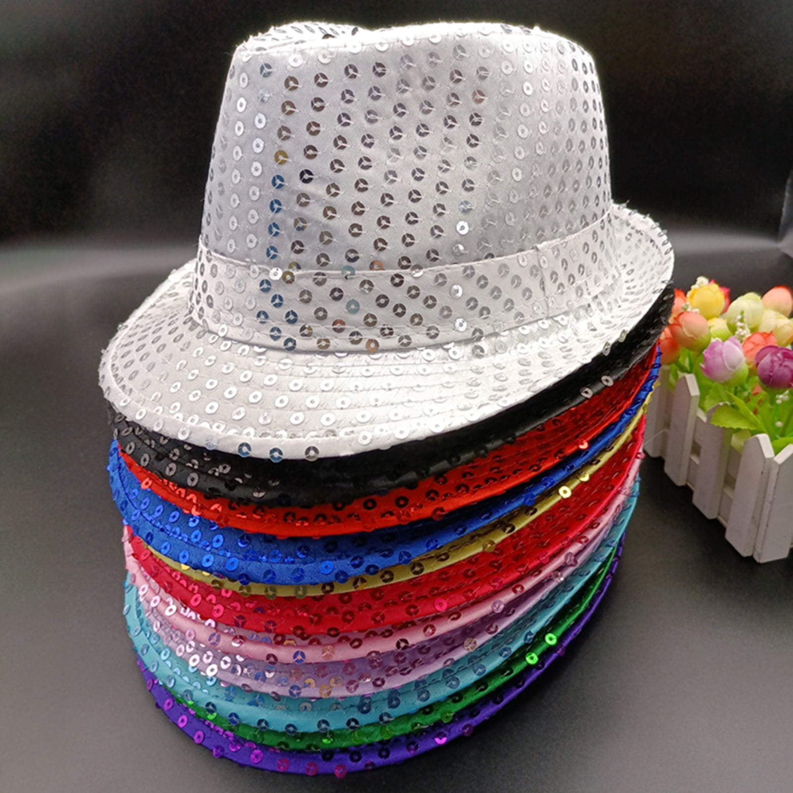 D-GROEE Sequin Fedora for Men and Woman | Cosplay Mardi Gras Party ...