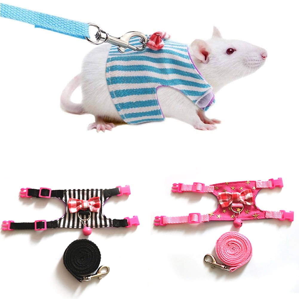D-GROEE Small Pet Guinea Pig Rabbit Harness and Leash Denim Chest Strap ...