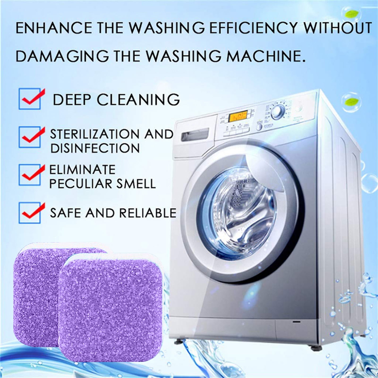 D-GROEE Solid Washing Machine Cleaner, Triple Decontamination Effervescent Cleaning Tablets ...