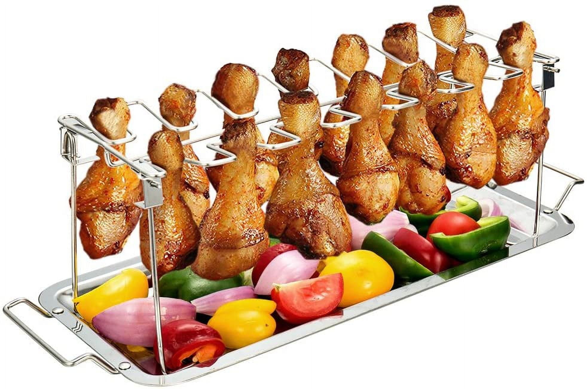 D-GROEE Stainless Steel Chicken Leg & Wing Rack - 14 Slot Roaster Stand ...
