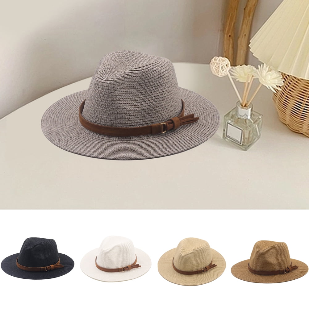 D-GROEE Straw Sun Hats for Women Men Summer Sun Beach Hat Short Brim ...