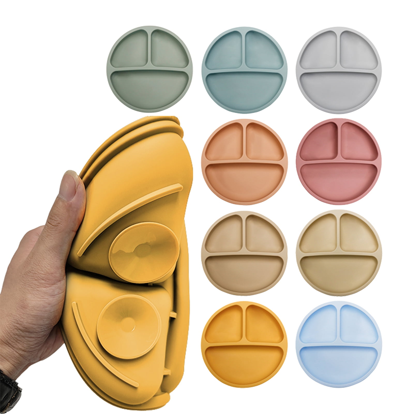 D-GROEE Suction Toddler Plates Grid Partitions - BPA Free Food Grade ...