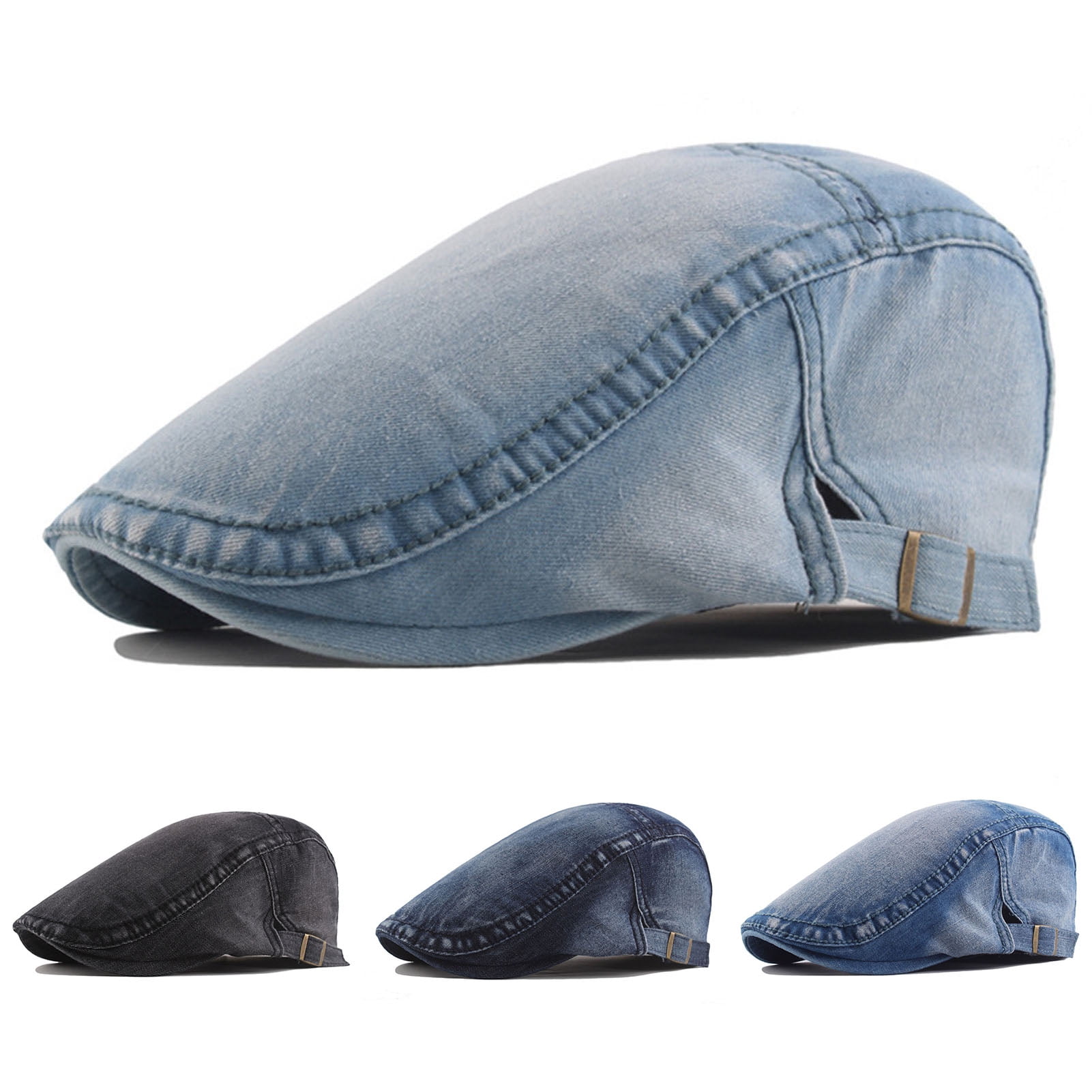 D-GROEE Unisex Denim Newsboy Hats Flat Retro Style Cabbie Driving ...
