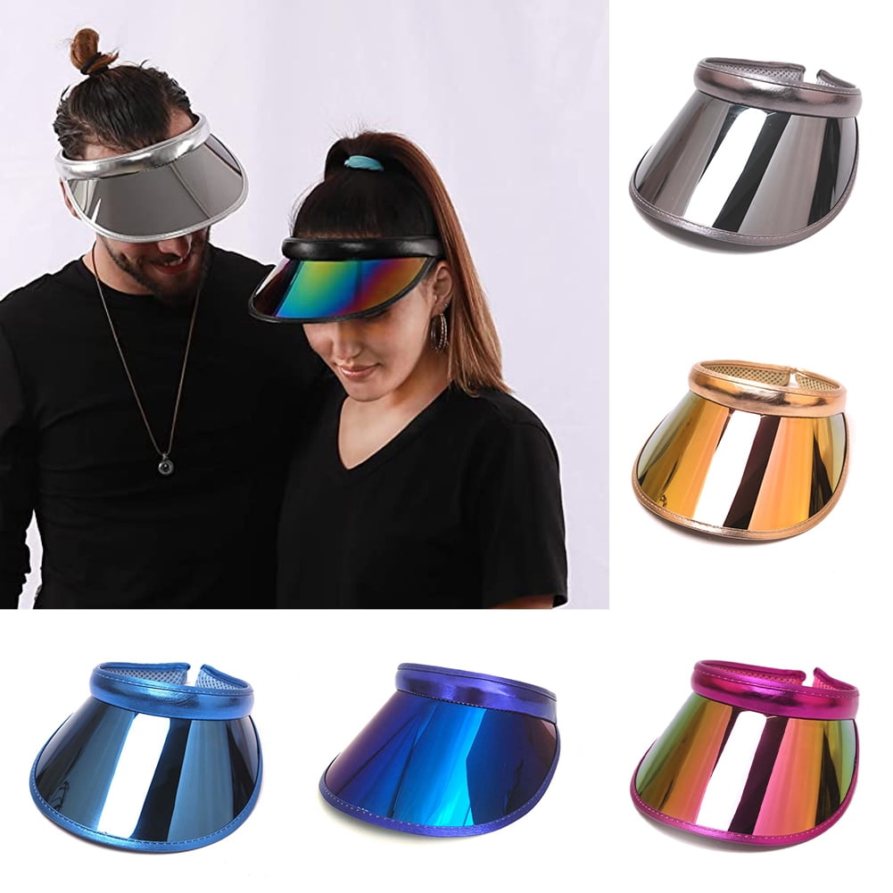 D GROEE Unisex Sun Cap Iridescent Mirrored Sun Visor Hat UV Hat for ...