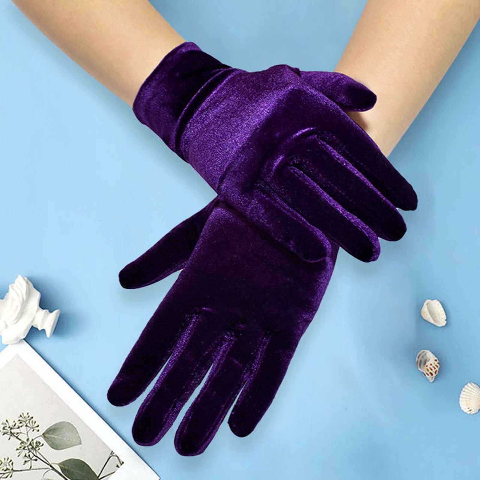 D-GROEE Vintage Short Opera Flannelette Gloves Wrist Banquet Gloves Tea ...