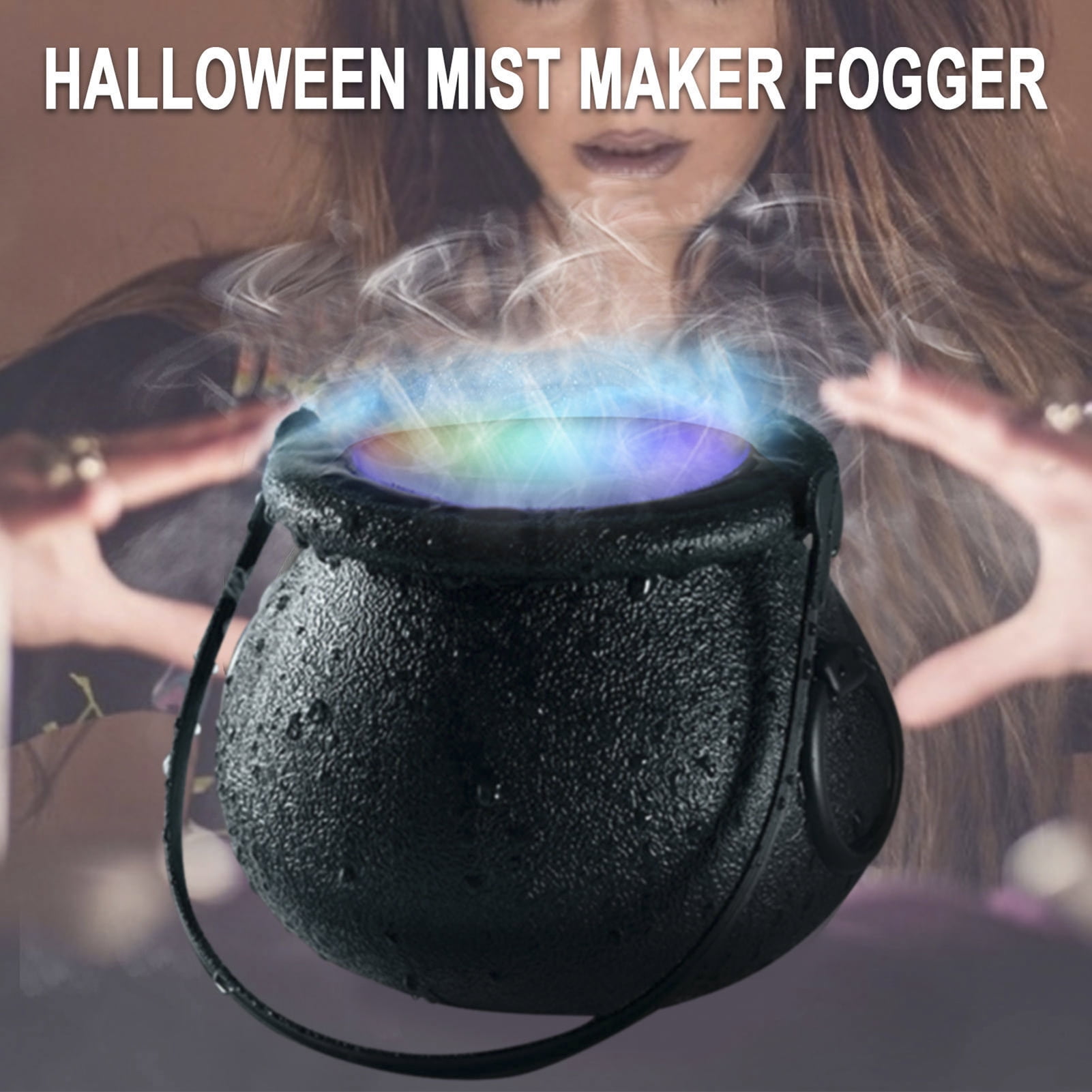 D-GROEE Witch Cauldron Mist Maker, 12 LED Mister Fogger Water Fountain ...