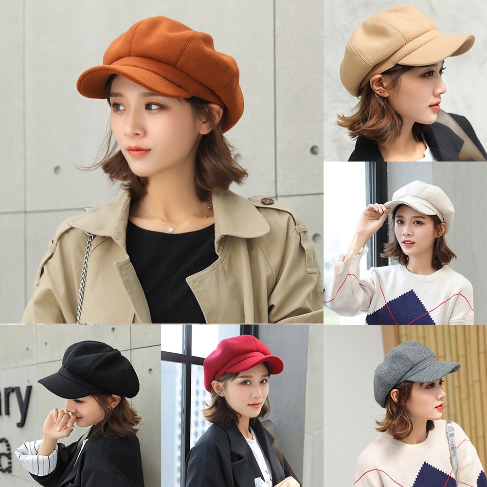 D-GROEE Women Beret Newsboy Hat British Style Wool Cap Classic Autumn ...