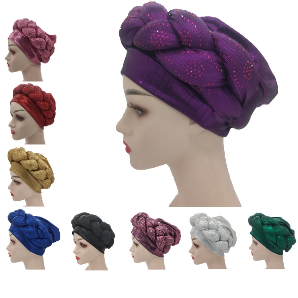 D-GROEE Women Turban Cap Head Wrap Knot Pre-Tied Bonnet Braid Turban ...