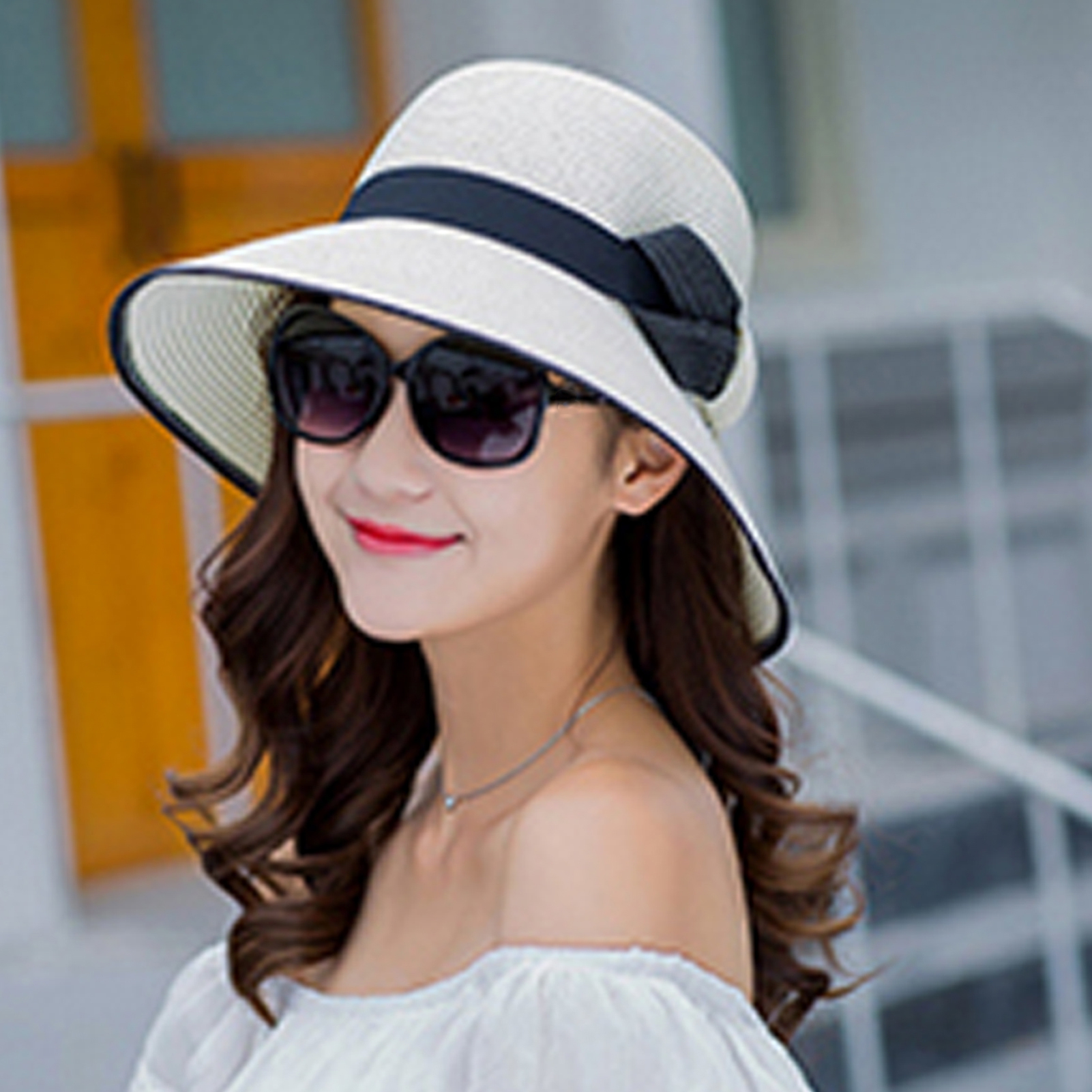 D GROEE Women's Sun Hats UV Contrast Color Wide Brim Hat Women Packable ...